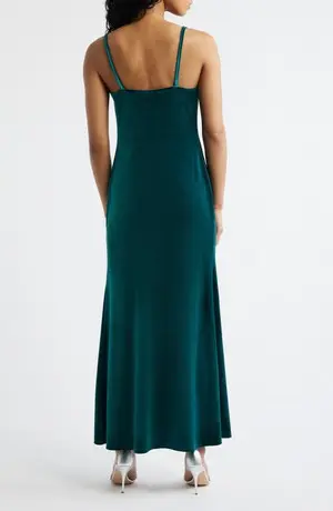 JUMP APPAREL Velvet Gown With Cowl Neck - Hunter