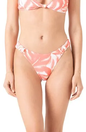 Roxy Palm Haze Scoop Front Bikini Bottoms - Coral Multi