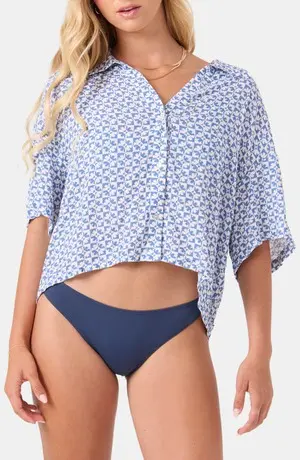 Roxy Hazy Dazy Crop Cover-up Shirt - Blue