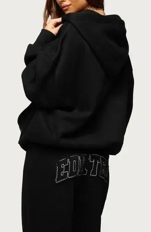 EDIKTED Forever Logo Appliqué Zip Hoodie