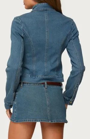 EDIKTED Crop Stretch Denim Jacket