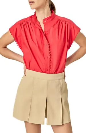 English Factory Band Collar Shirts For Women