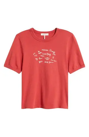 Rag & Bone Sweetheart Phrases Mica Cotton Graphic T-shirt - Red