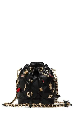 Aldo Diamond Quilted Faux Leather Bucket Bag