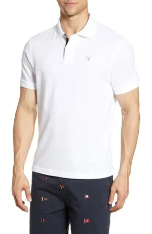 Barbour Regular Fit Tartan Piqué Polo - White/dress