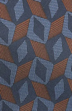 JACK VICTOR Nielsen Geometric Print Silk Tie - Denim