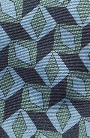 JACK VICTOR Nielsen Geometric Print Silk Tie - Navy