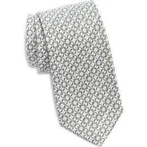 JACK VICTOR Meighen Link Pattern Silk Jacquard Tie Ecru