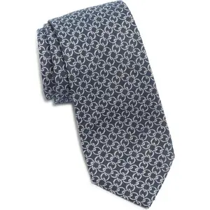 JACK VICTOR Meighen Link Pattern Silk Jacquard Tie - Navy