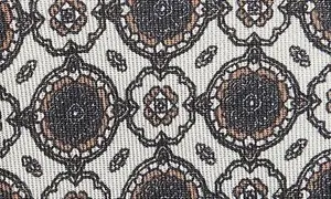 JACK VICTOR Cromwell Medallion Print Silk Neck Tie - Ecru