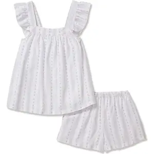 PETITE PLUME Clara Cotton Twill Short Pajamas - White