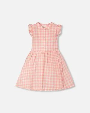 DEUX PAR DEUX Classic Sleeveless Gingham Button Down Dress - Pink Gingham