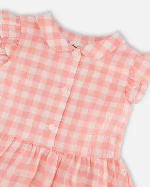 DEUX PAR DEUX Classic Sleeveless Gingham Button Down Dress - Pink Gingham
