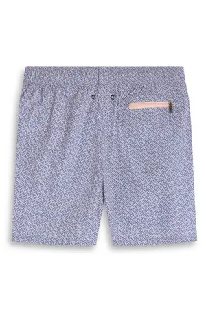 Bugatchi Geo Print Swim Trunks - Peach