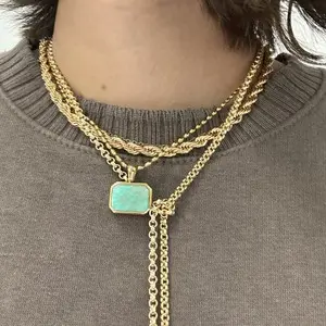 OUTOFOFFICE Amazonite Gemstone Pendant Necklace - Green