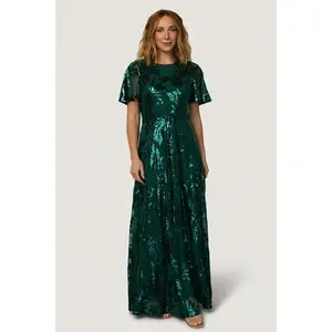 BALTIC BØRN Sequin Leaf Maxi Dress - Emerald