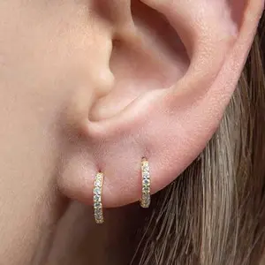 OUTOFOFFICE 8mm Pave Hoop Earrings - Gold