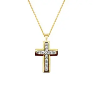 OUTOFOFFICE Pave Cross Pendant Necklace - Gold