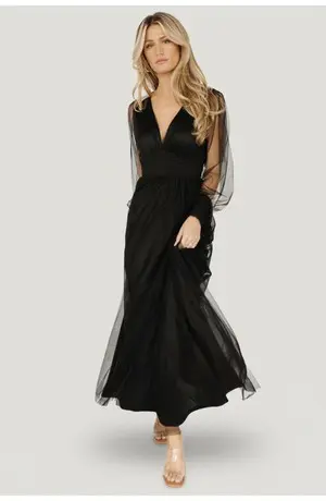 BALTIC BORN Layla Tulle Maxi Dress Black