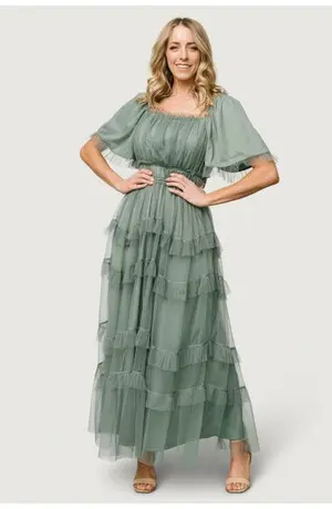 BALTIC BØRN Magdalena Tulle Maxi Dress - Eucalyptus