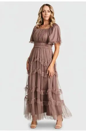 BALTIC BORN Magdalena Tulle Maxi Dress - Mink