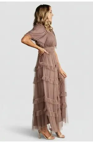 BALTIC BORN Magdalena Tulle Maxi Dress - Mink