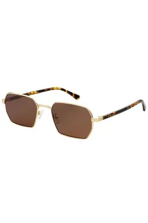 FREYRS EYEWEAR Superior Rectangular Sunglasses - Gold/brown