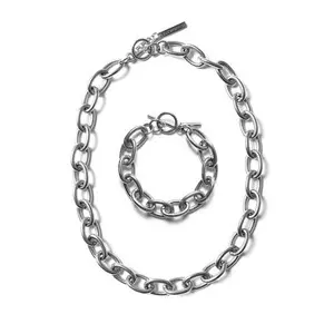OUTOFOFFICE Round Chain Necklace And Bracelet Set