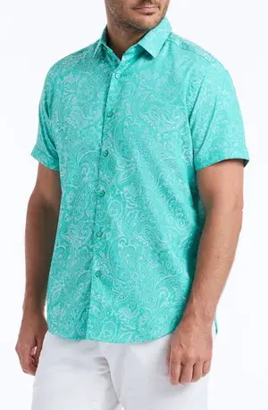 Robert Graham Hudson Short Sleeve Button-up Shirt - Mint