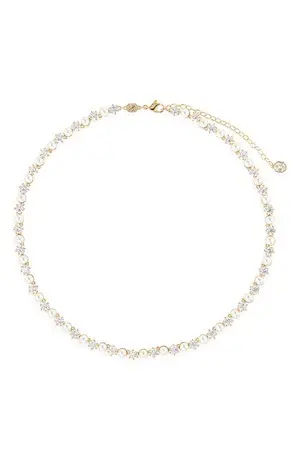 SWAROVSKI Matrix Crystal & Faux Pearl Tennis Necklace