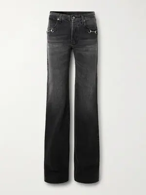 Gucci Horsebit-detailed Low-rise Bootcut Jeans - Gray
