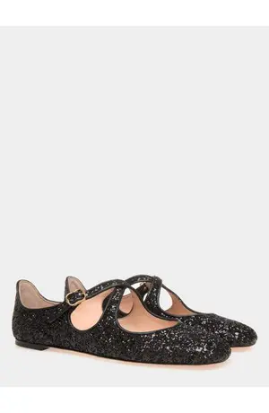 Bally Rina Flat In Glitter With Leather Lining