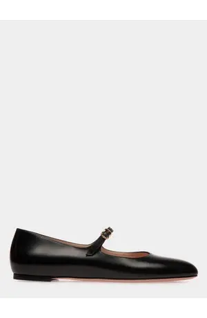 Bally Rina Flat In Candy Leather - Black