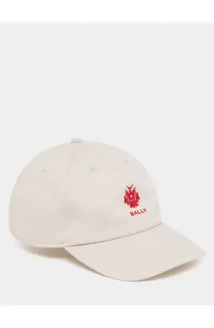 Bally Baseball Hat In Cotton With A Solid Crest - White