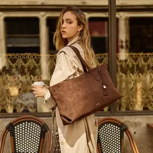 LAMBERT Vegan Suede Tote Bag - Taupe