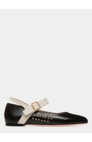 Bally Rina Flat In Leather With Goat Leather Lining - Black