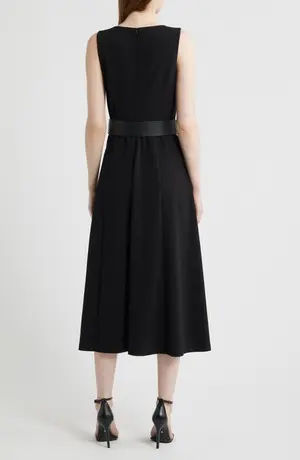 Anne Klein Side Button Cool Crepe Midi Dress