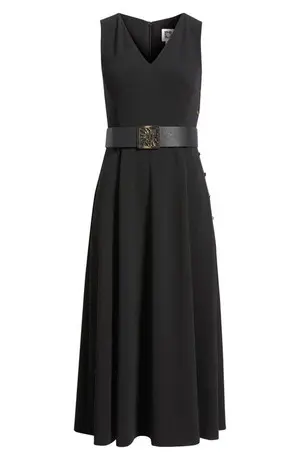 Anne Klein Side Button Cool Crepe Midi Dress