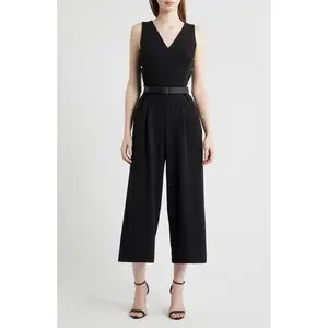 Anne Klein Side Button Cool Crepe Culotte Jumpsuit