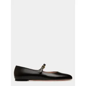 Bally Rina Flat In Calf Leather With Leather Lining - Black