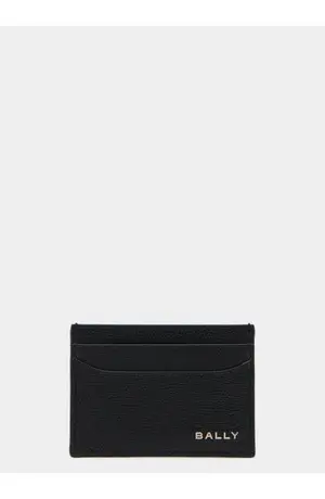 Bally Essential Card Holder In Grained Leather - Black+palladio