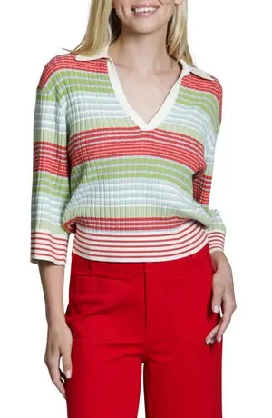 APNY Ribbed Stripe Polo - Olive Multi