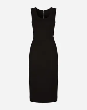 Dolce & Gabbana Sleeveless Milano Rib Midi Dress - Black