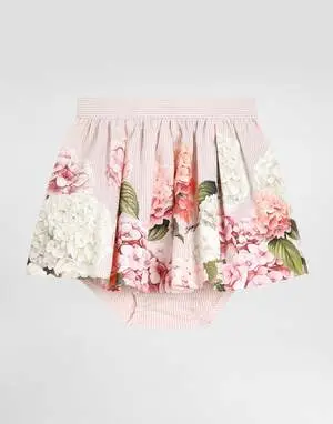 Dolce & Gabbana Hydrangea-print Canvas Knee-length Skirt - Multicolor