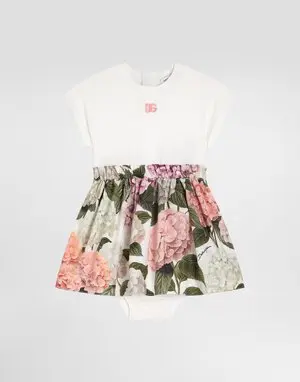 Dolce & Gabbana Hydrangea-print Jersey And Poplin Dress