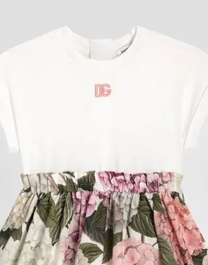 Dolce & Gabbana Hydrangea-print Jersey And Poplin Dress