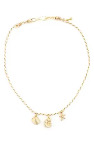 PANACEA Sea Charms Cord Necklace - Ivory/gold
