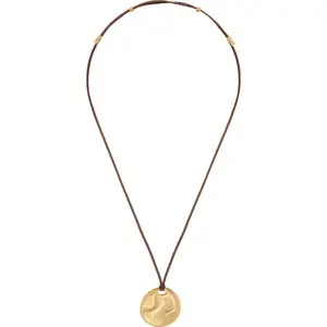 REISS Orla Leather Cord Pendant Necklace - Gold Tone/tan