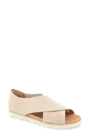 Gentle Souls Leslie Peep-toe Flat Sandal - Doe Suede