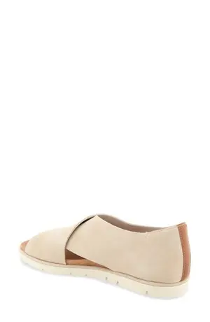 Gentle Souls Leslie Peep-toe Flat Sandal - Doe Suede